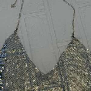 Tops | Sexy Metallic Chain Top Women Backless Crop Outfit Sparkly Party ...